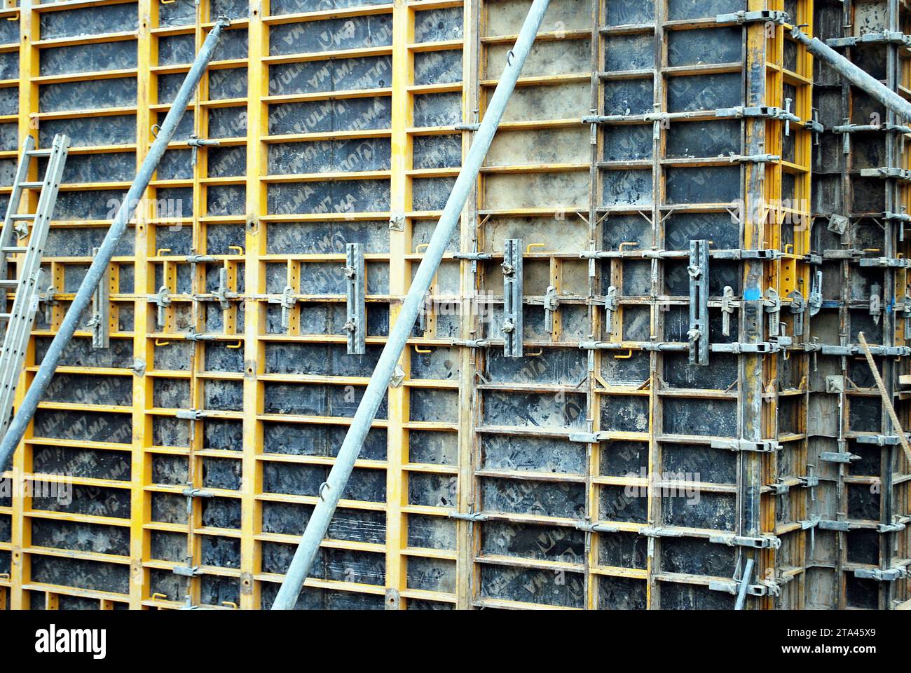 High rise building under construction. Installation of glass facade ...