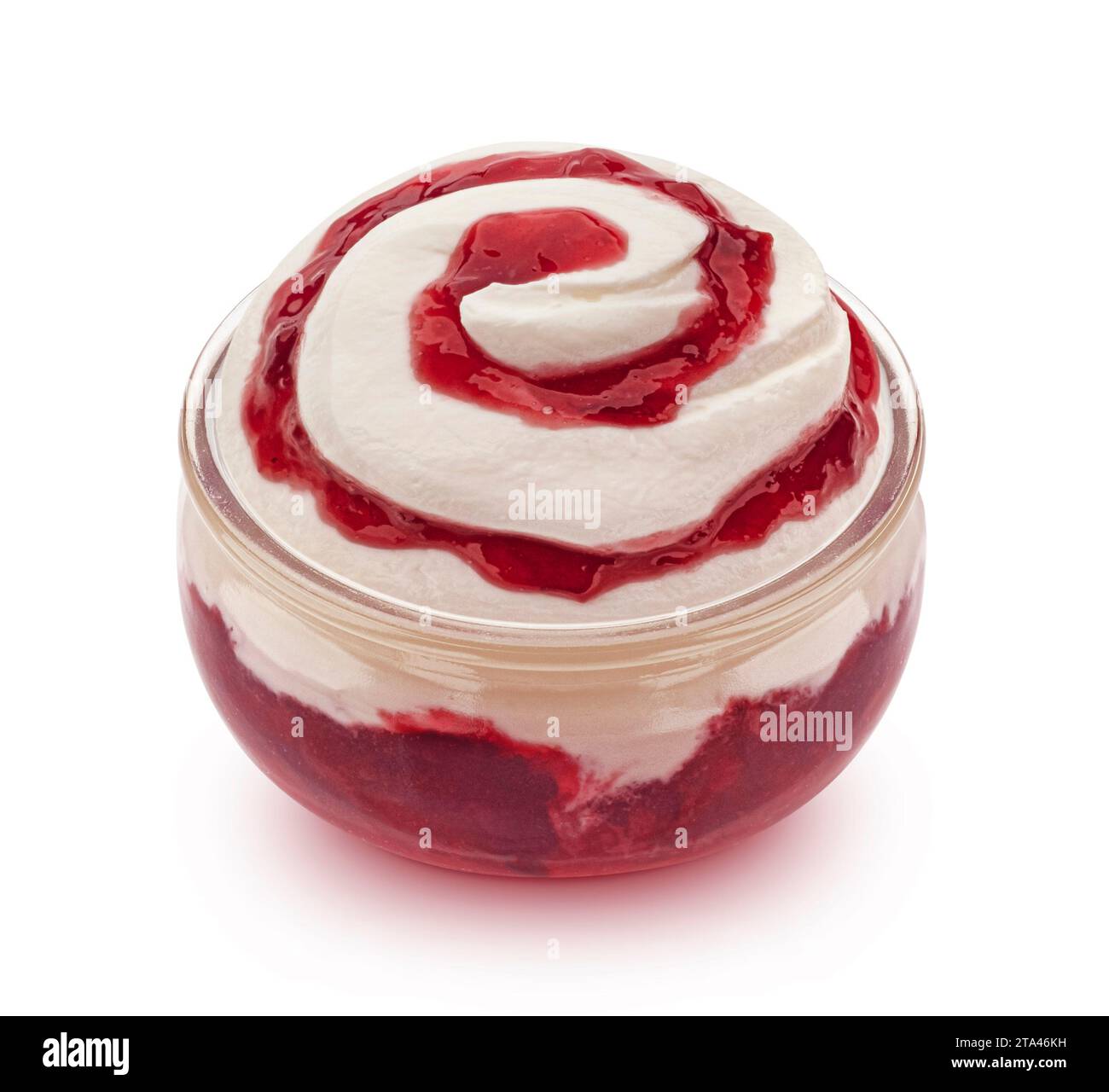 Yogurt with red berry jam isolated on white background Stock Photo - Alamy