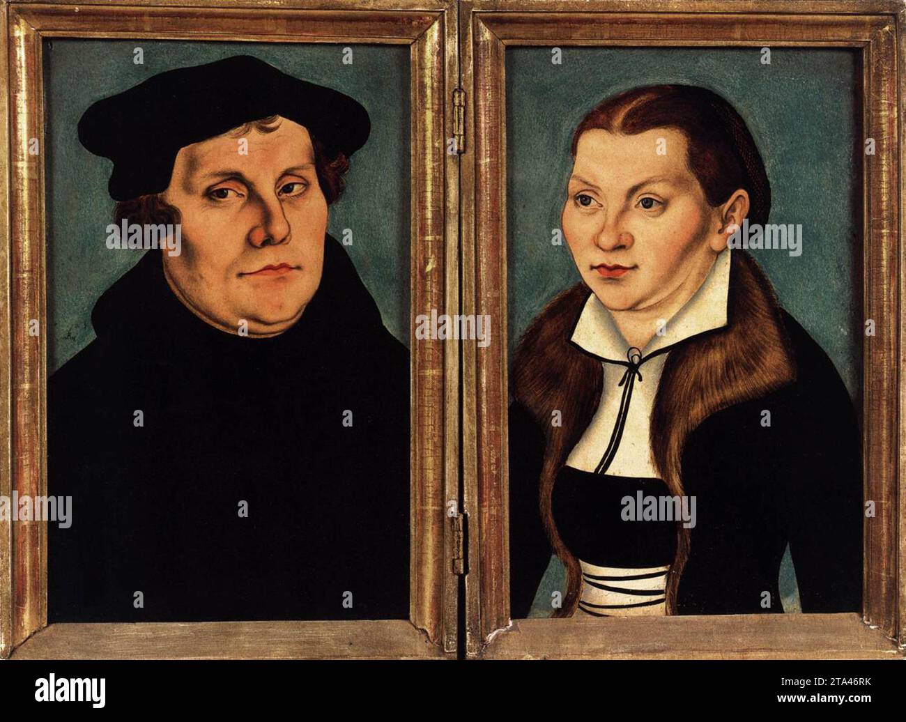 Portrait Diptych of Martin Luther and his Wife Katharina von Bora 1529 ...
