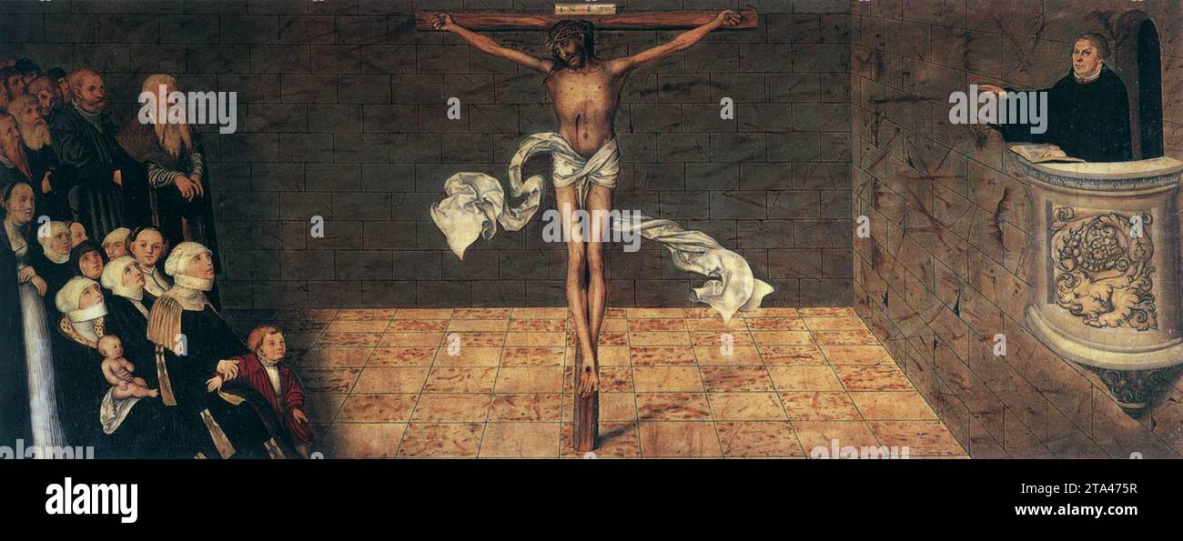 Luther Preaching - by Lucas The Elder Cranach Stock Photo - Alamy