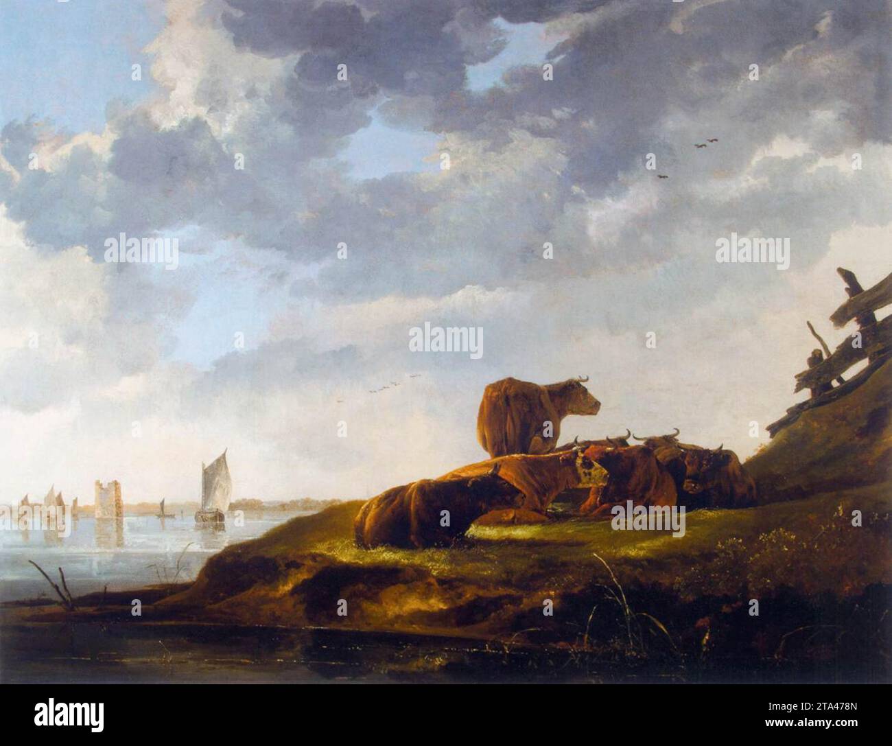 River Landscape with Seven Cows c. 1648 by Aelbert Cuyp Stock Photo - Alamy