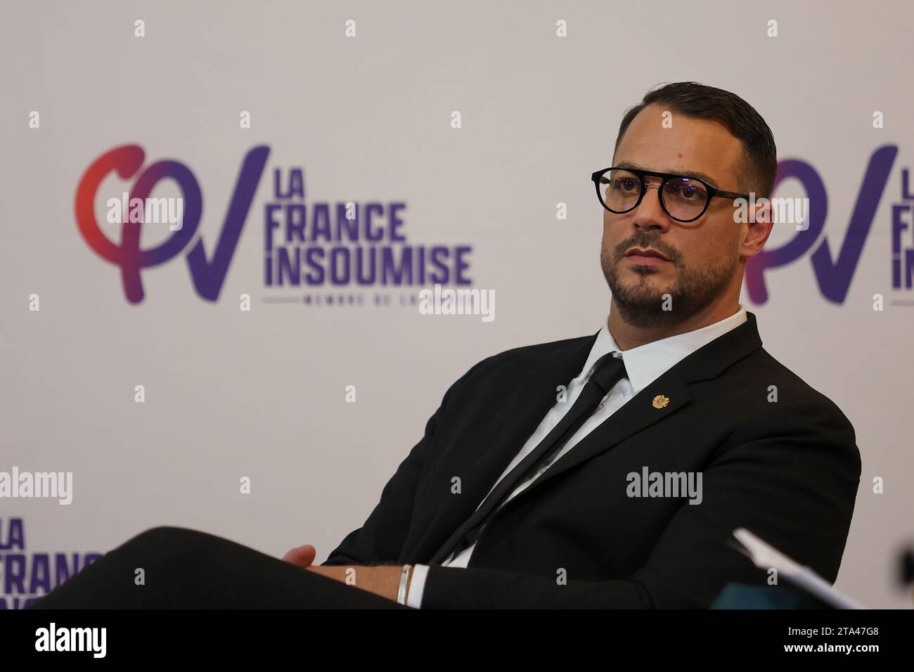 Marseille, France. 23rd Nov, 2023. The deputy Sébastien Delogu ...