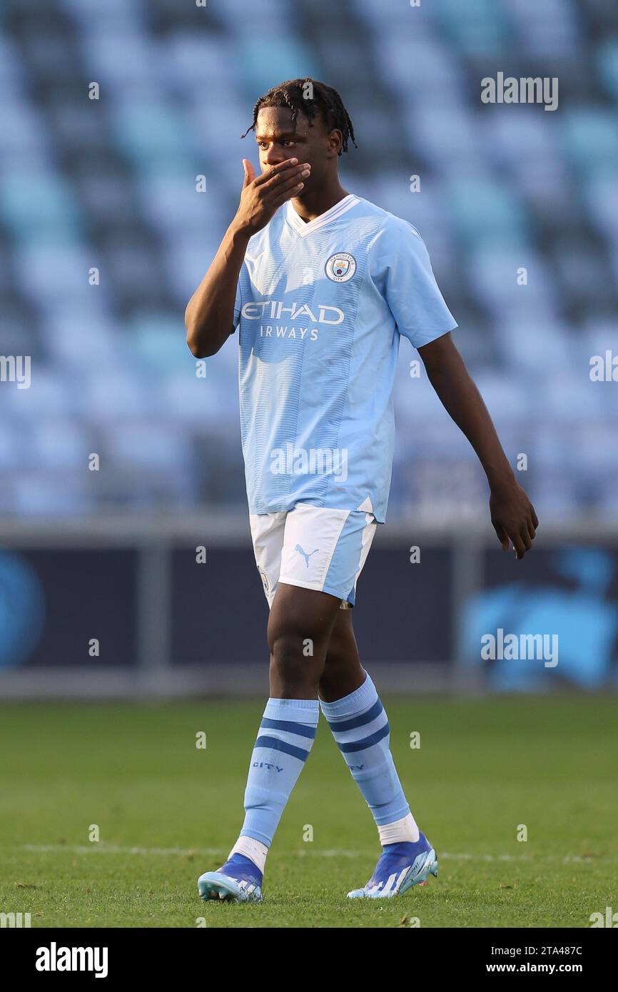 Manchester, UK. 28th Nov, 2023. Mahamadou Susoho of Manchester City ...