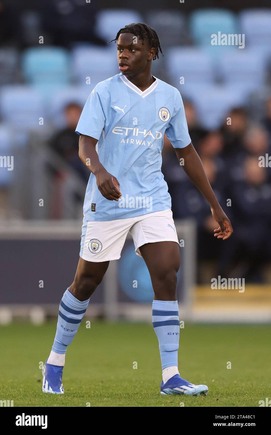 Manchester, UK. 28th Nov, 2023. Mahamadou Susoho of Manchester City ...