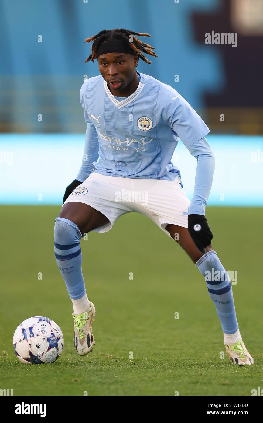 Manchester, UK. 28th Nov, 2023. Joel Ndala of Manchester City during ...