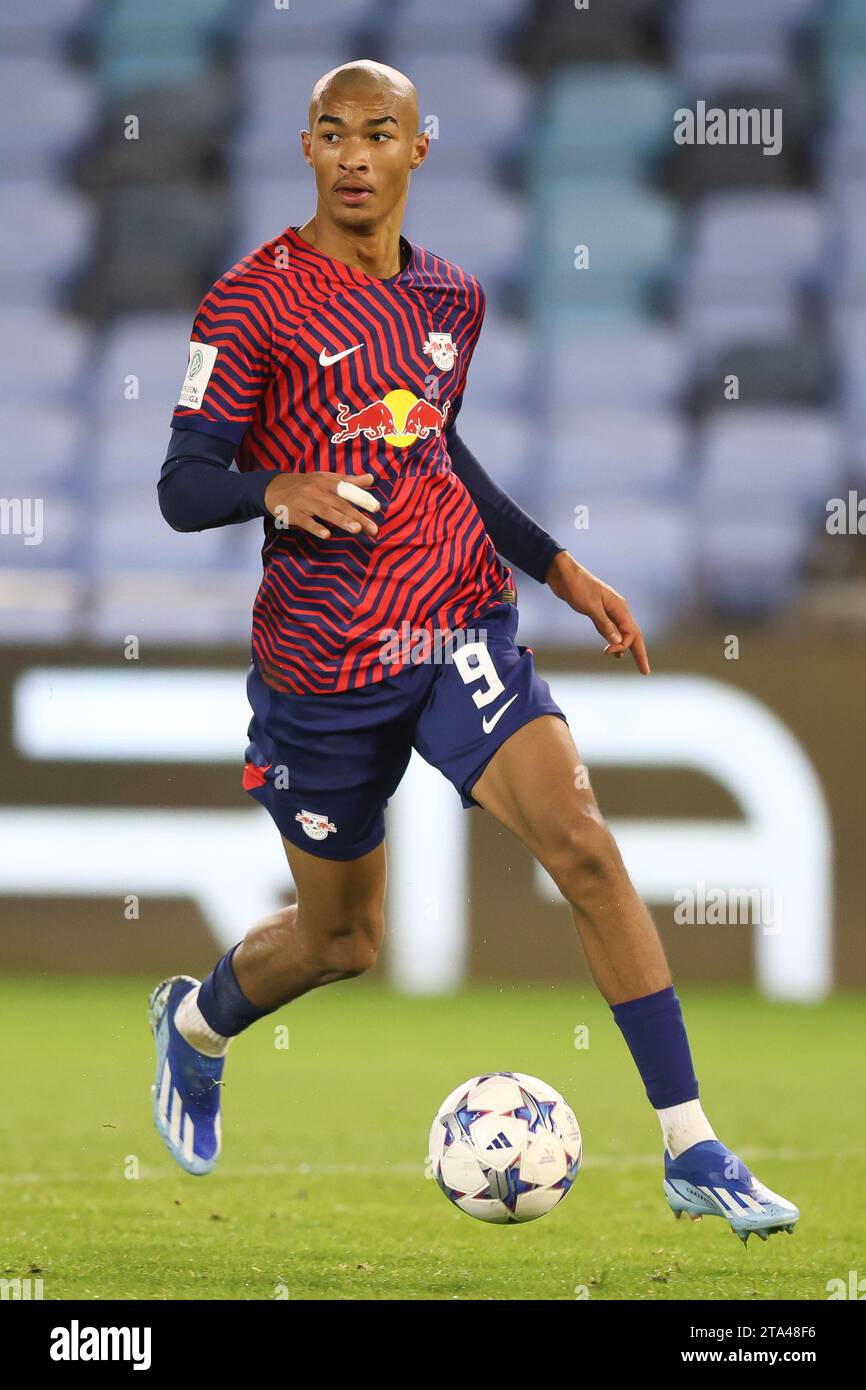Manchester, UK. 28th Nov, 2023. Yannick Eduardo of RB Leipzig during ...