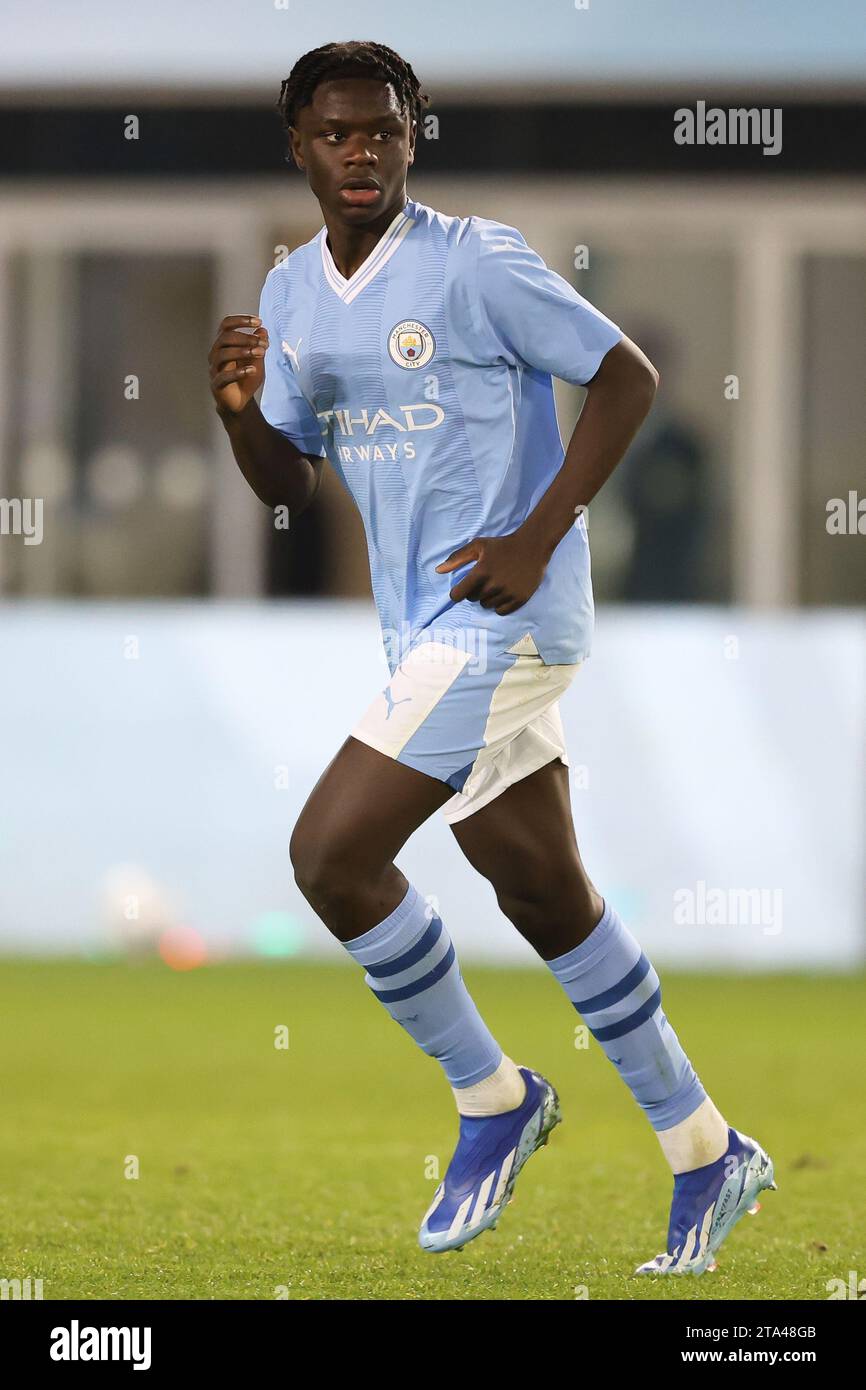 Manchester, UK. 28th Nov, 2023. Mahamadou Susoho of Manchester City ...