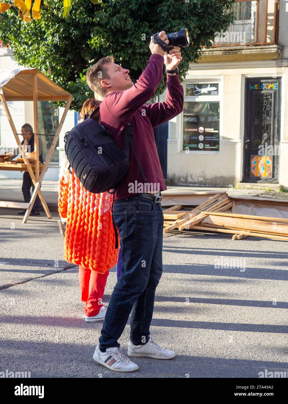 Batumi, Georgia. 11.26.2023 photographer raised the camera above his ...