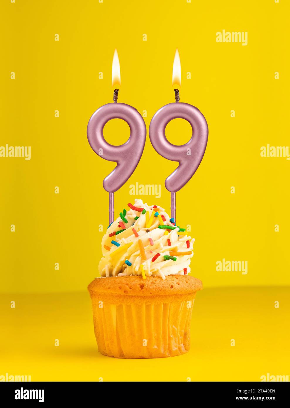 Birthday candle number 99 - Invitation card with yellow background ...