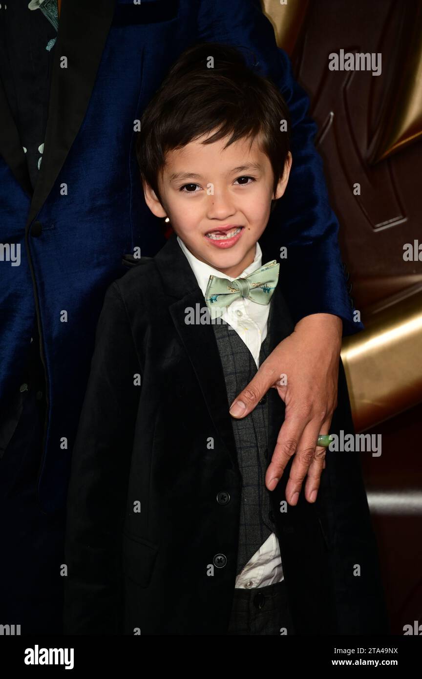 London, UK. 28th Nov, 2023. Benedict Wong and son attends the Warner ...
