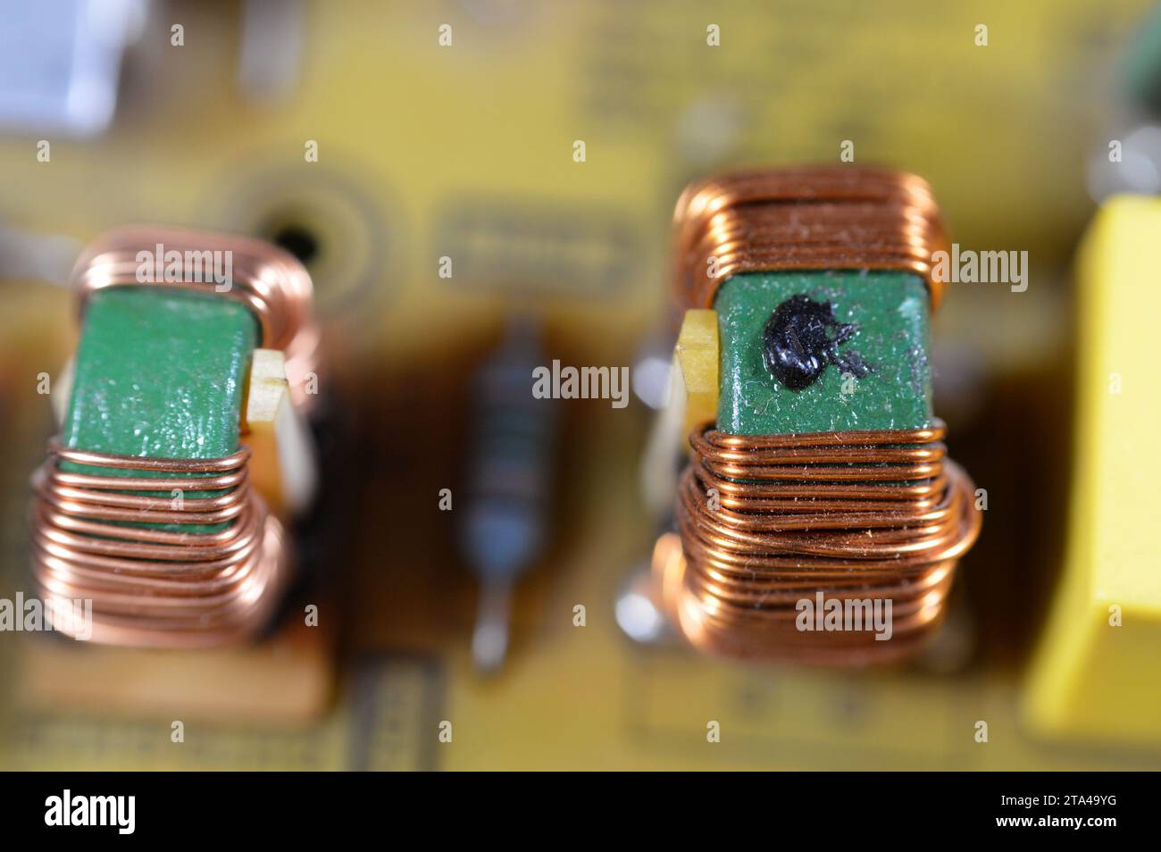 interior of LED TV Television main board power circuit, wires ...