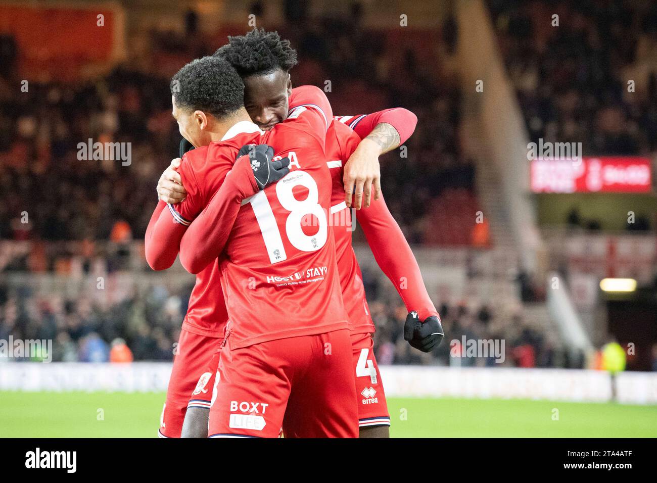 Middlesbrough's Alex Bangura celebrates with Middlesbrough's Samuel ...