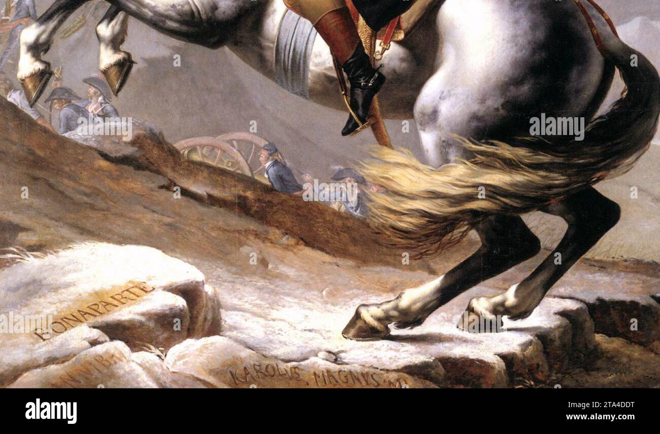 Bonaparte, Calm on a Fiery Steed, Crossing the Alps (detail) 1801 by ...