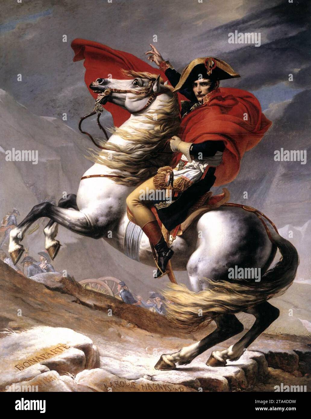 Bonaparte, Calm on a Fiery Steed, Crossing the Alps 1801 by Jacques ...
