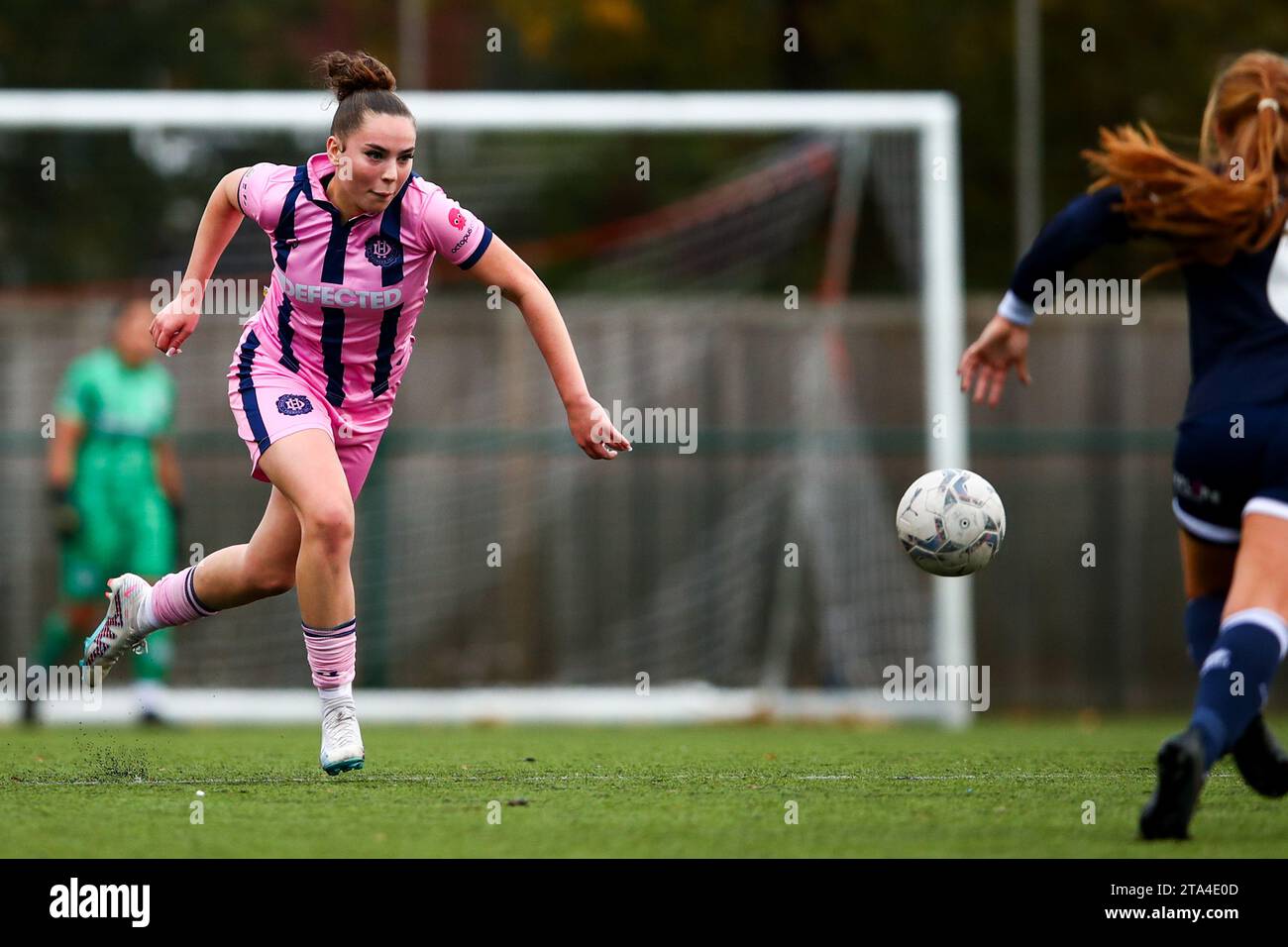 Summer Roberts (9 Dulwich Hamlet) in action against Millwall FC ...