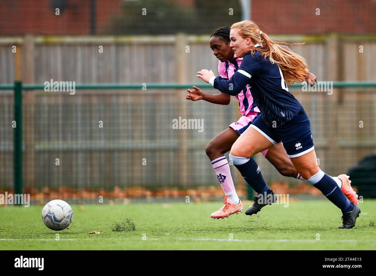 Action during a womens football game between Millwall FC Lionesses and ...