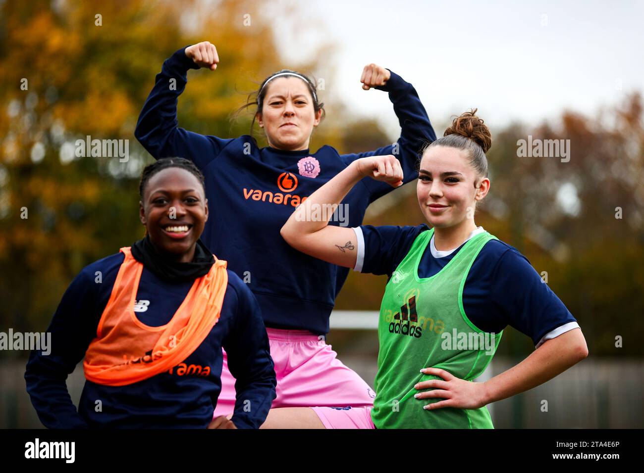 Dulwich Hamlet women’s players Angel Reid, Lucy Monkman, and Summer ...
