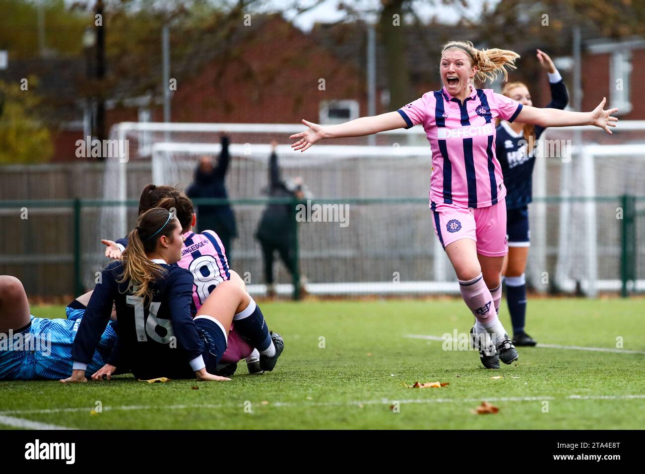 Erin Corrigan (12 Dulwich Hamlet) celebrating a goal against Millwall ...