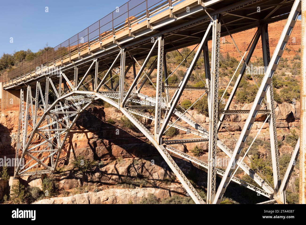 Side View Metal Construction Of Bridge Supports, Infrastructure. Blue ...