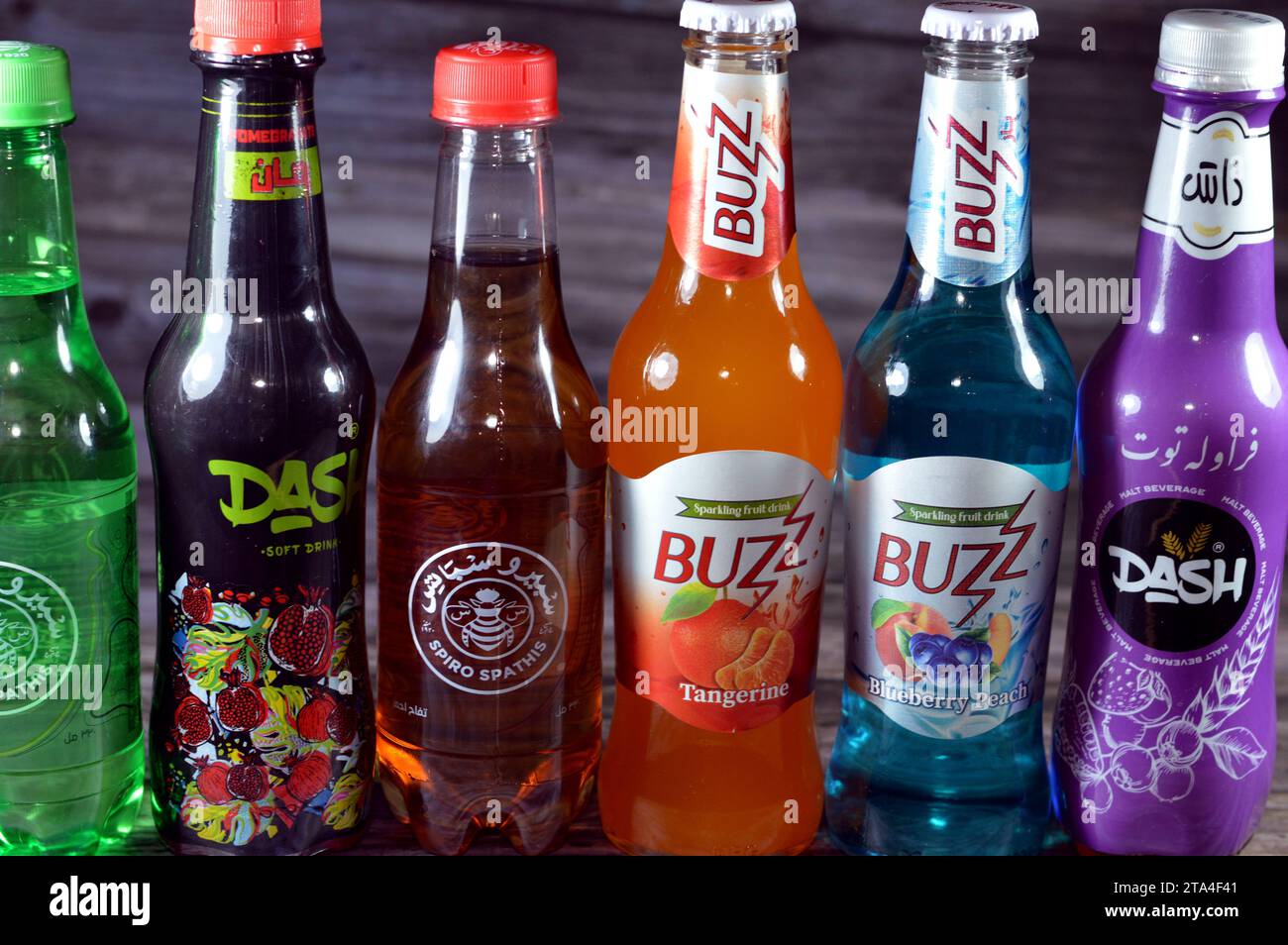 Cairo, Egypt, November 24 2023: variety of soft soda drinks of ...