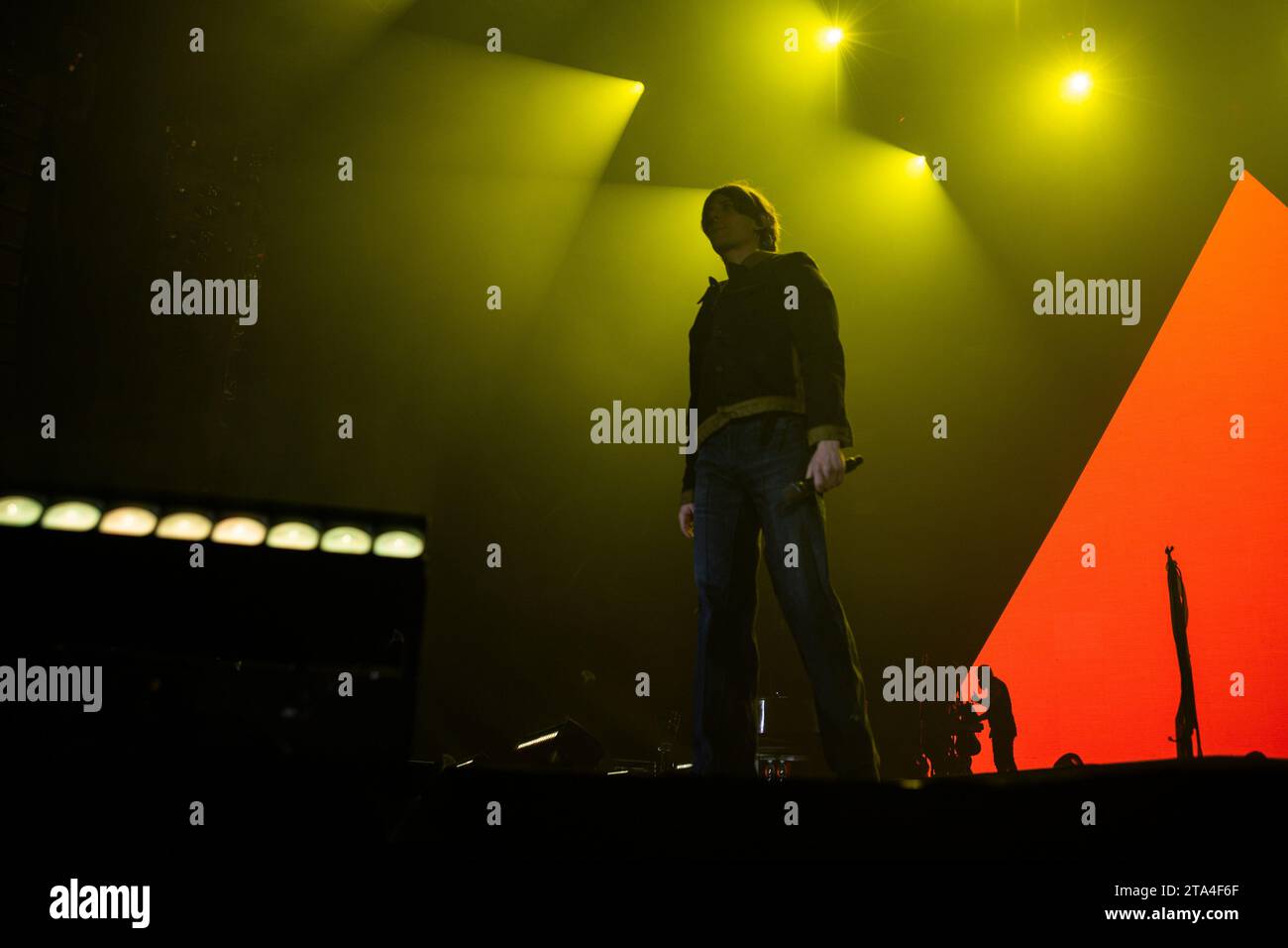 Napoli, Italy. 28th Nov, 2023. Irama & Rkomi, singing on stage. during ...
