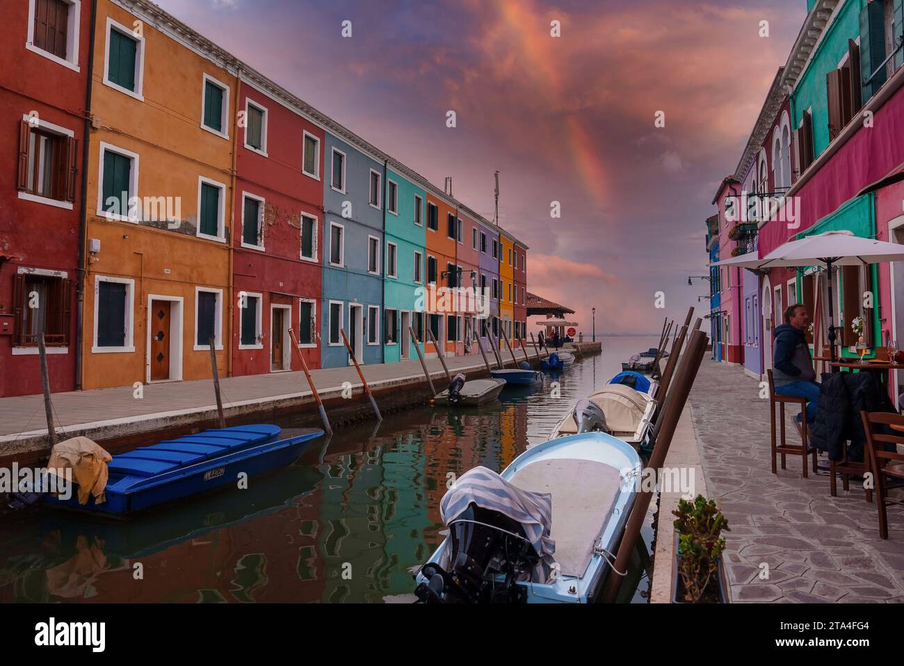 Colorful Buildings Along Venice Waterway - Charming Architecture in ...