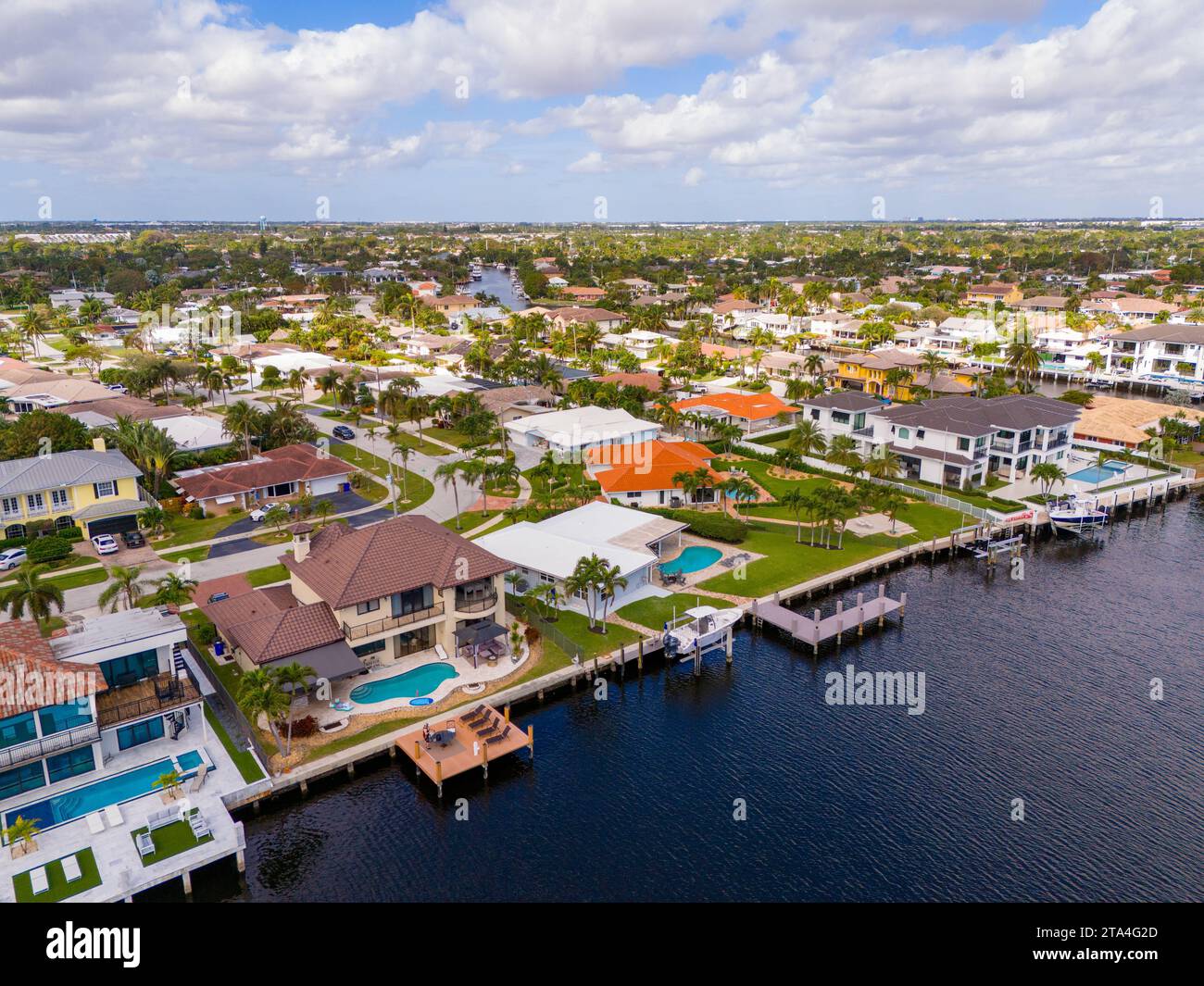 Luxury waterfront real estate in Lighthouse Point Florida Stock Photo ...
