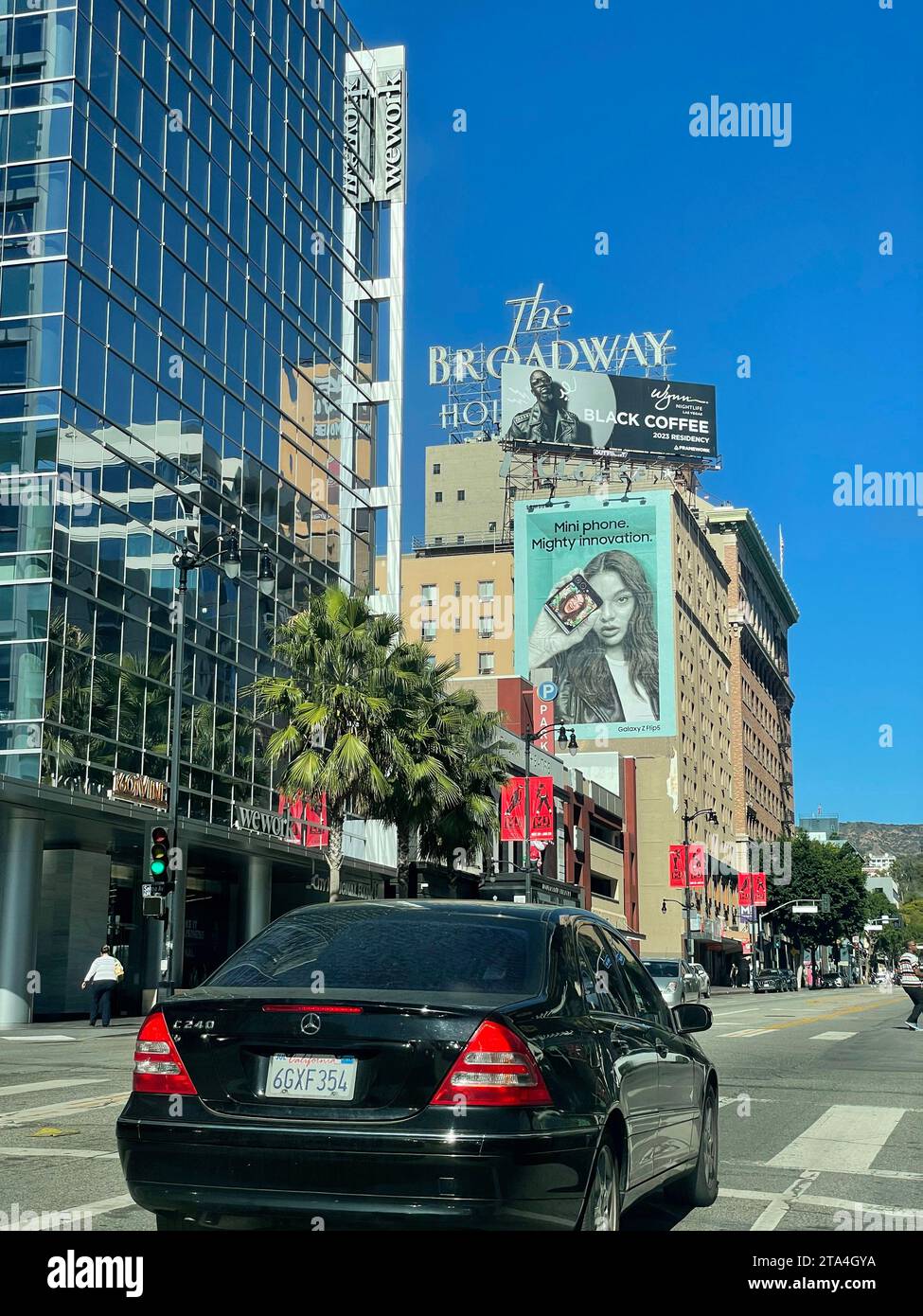 Large billboards on Vine Street in Hollywood, California, USA Stock ...