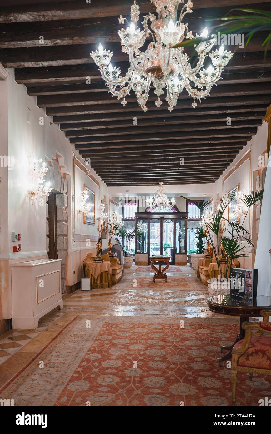 Luxurious and Elegant Hotel Lobby in Venice, Italy with Traditional ...
