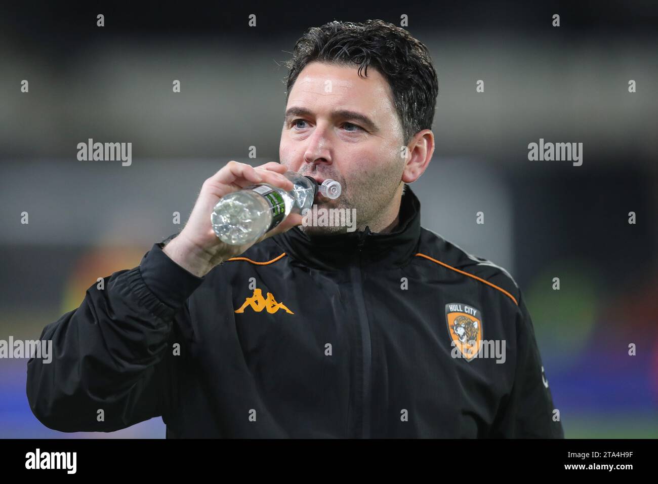 Alan Peacham (Head Physio) at Hull City during the pre match warm up ...