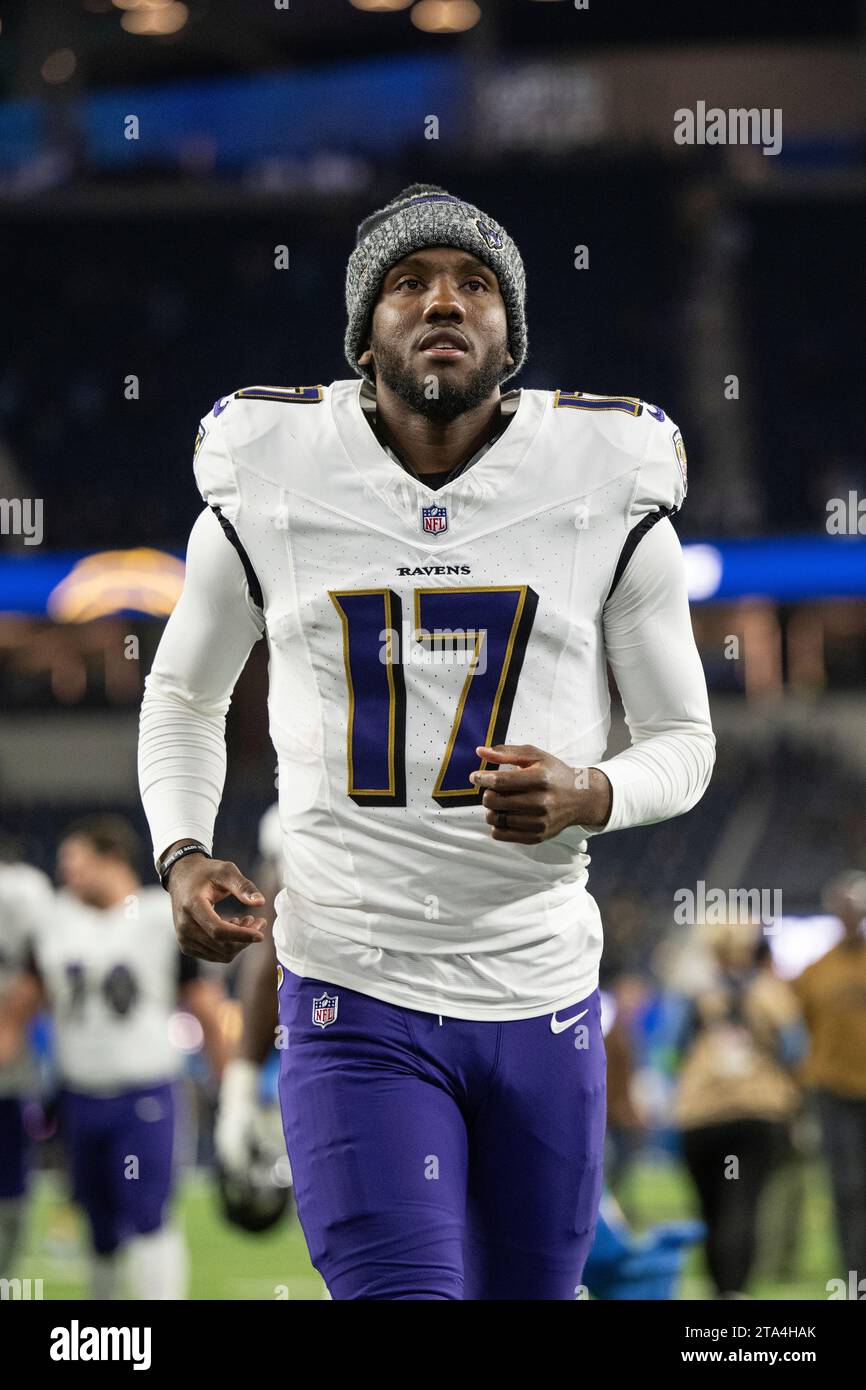 Baltimore Ravens quarterback Josh Johnson (17) jogs back to the locker ...