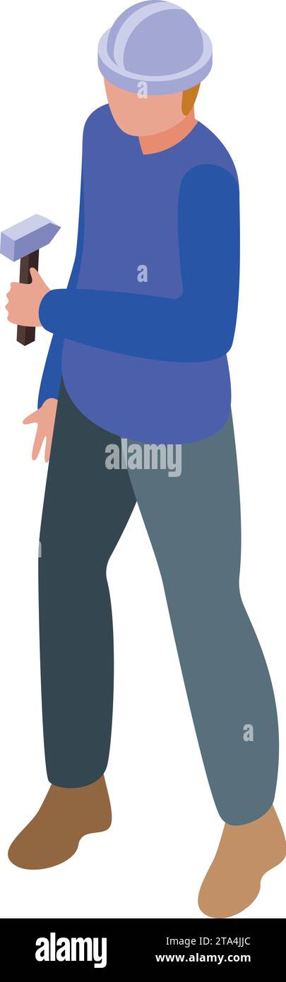 Factory worker icon isometric vector. Helmet construction uniform. Man ...