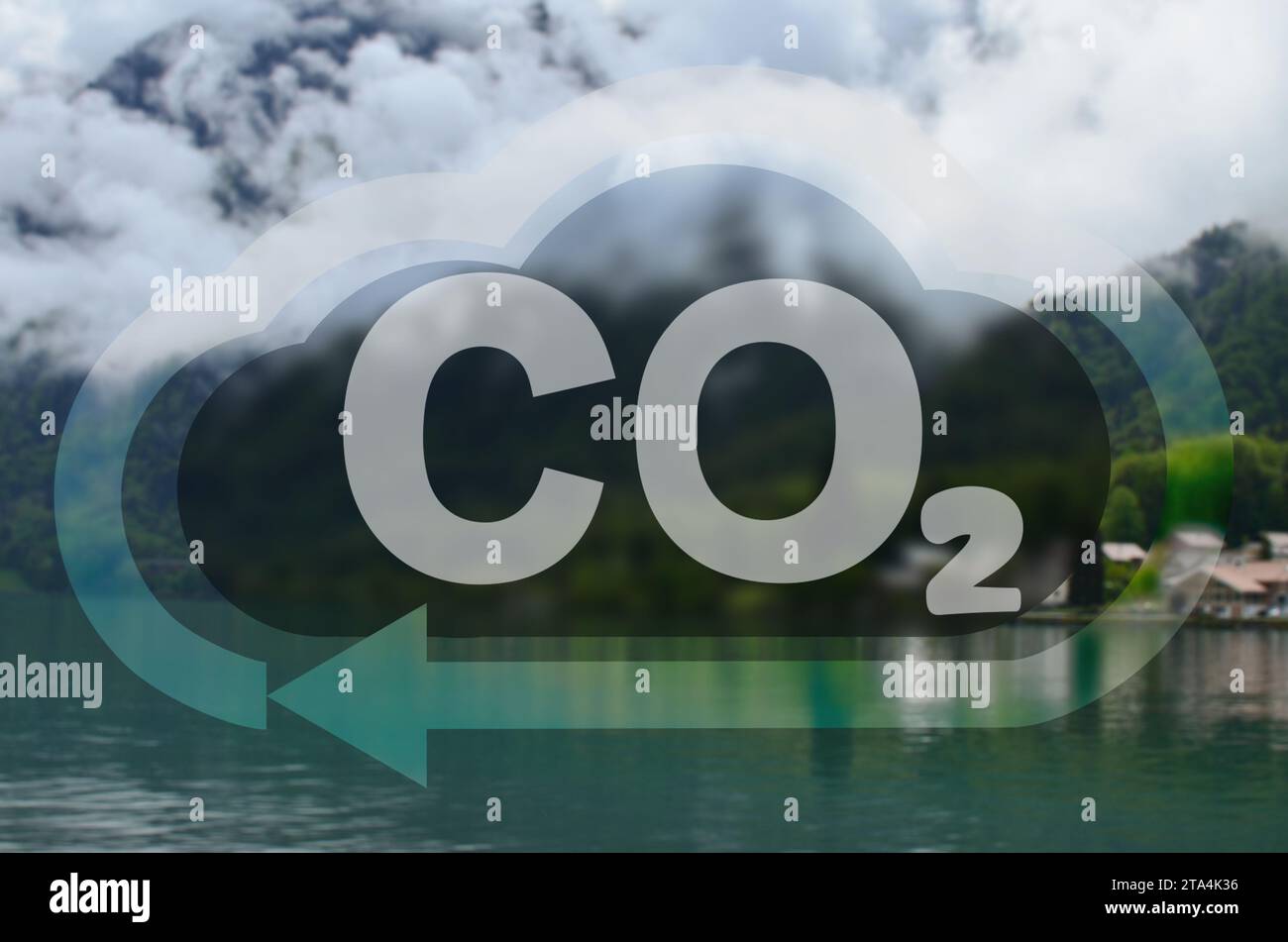Concept of clear air. CO2 inscription in illustration of cloud with ...