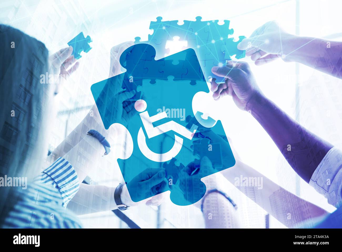 Inclusive workplace culture. Puzzle piece with international symbol of ...