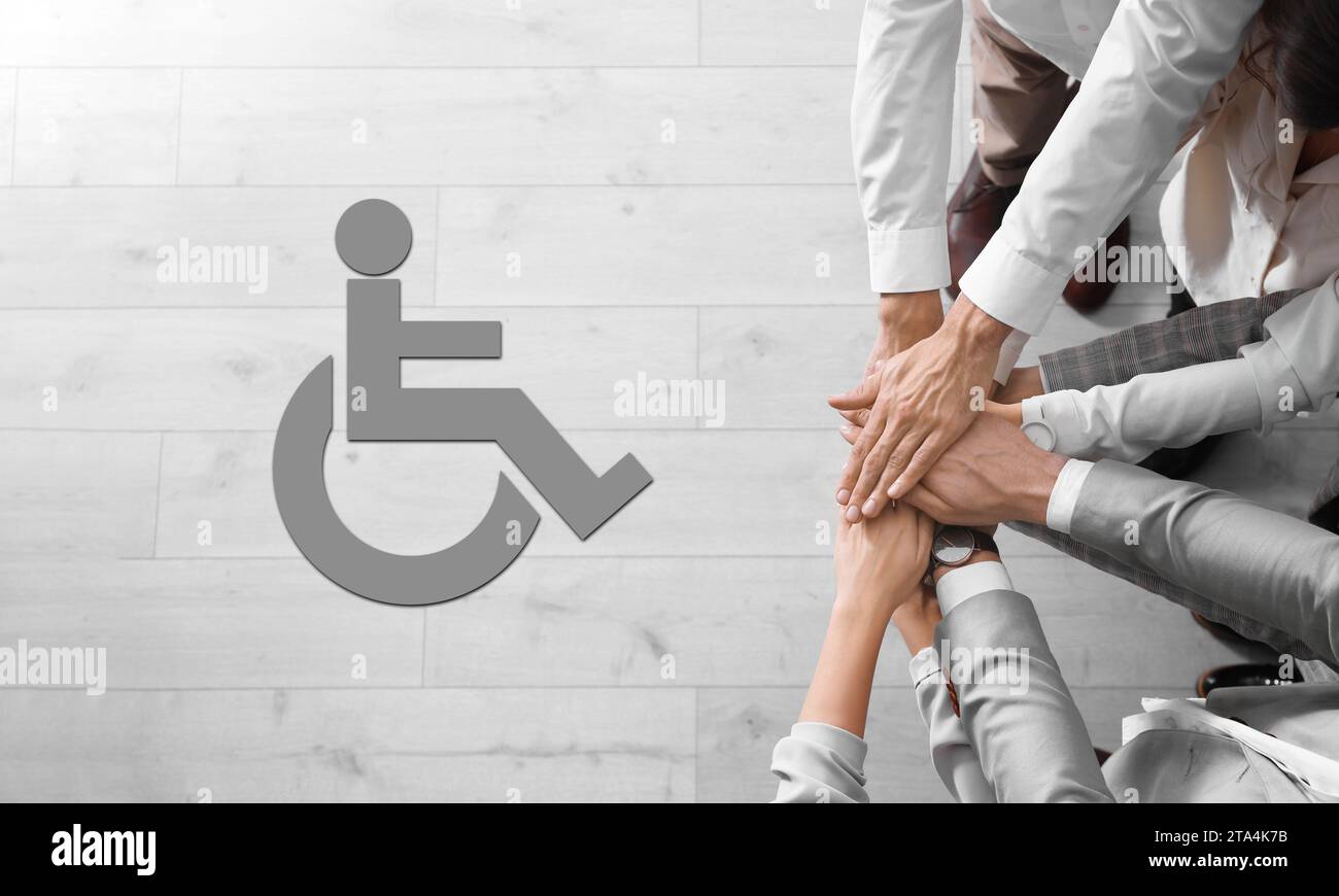 Inclusive workplace culture, banner design. International symbol of ...