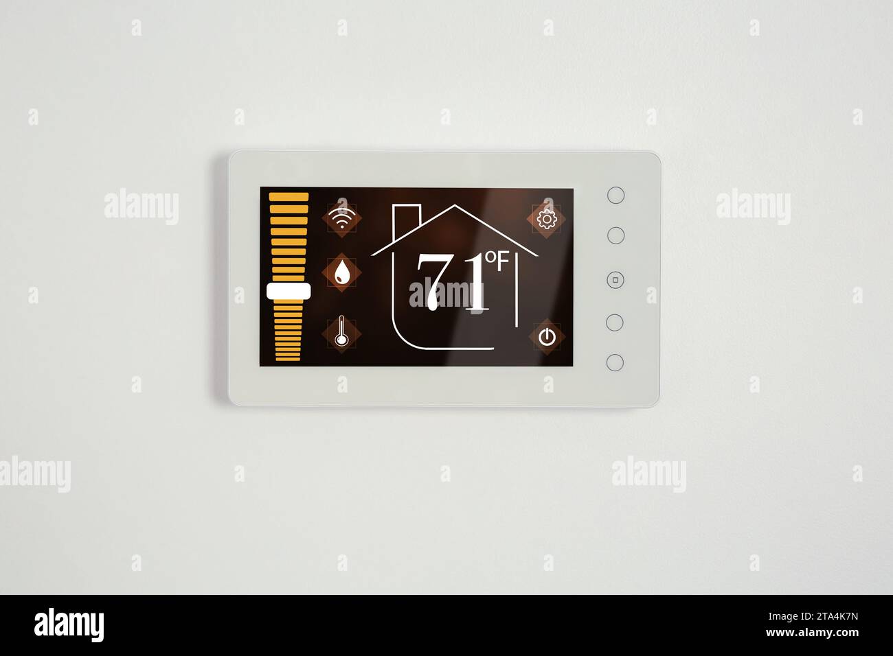 Thermostat displaying temperature in Fahrenheit scale and different ...