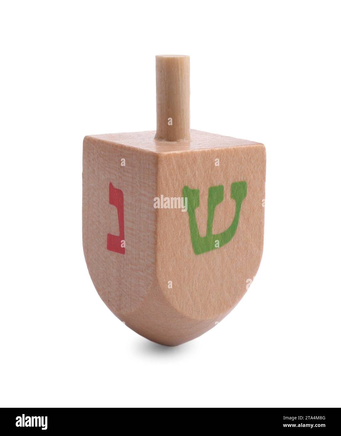 Wooden dreidel isolated on white. Traditional Hanukkah game Stock Photo ...
