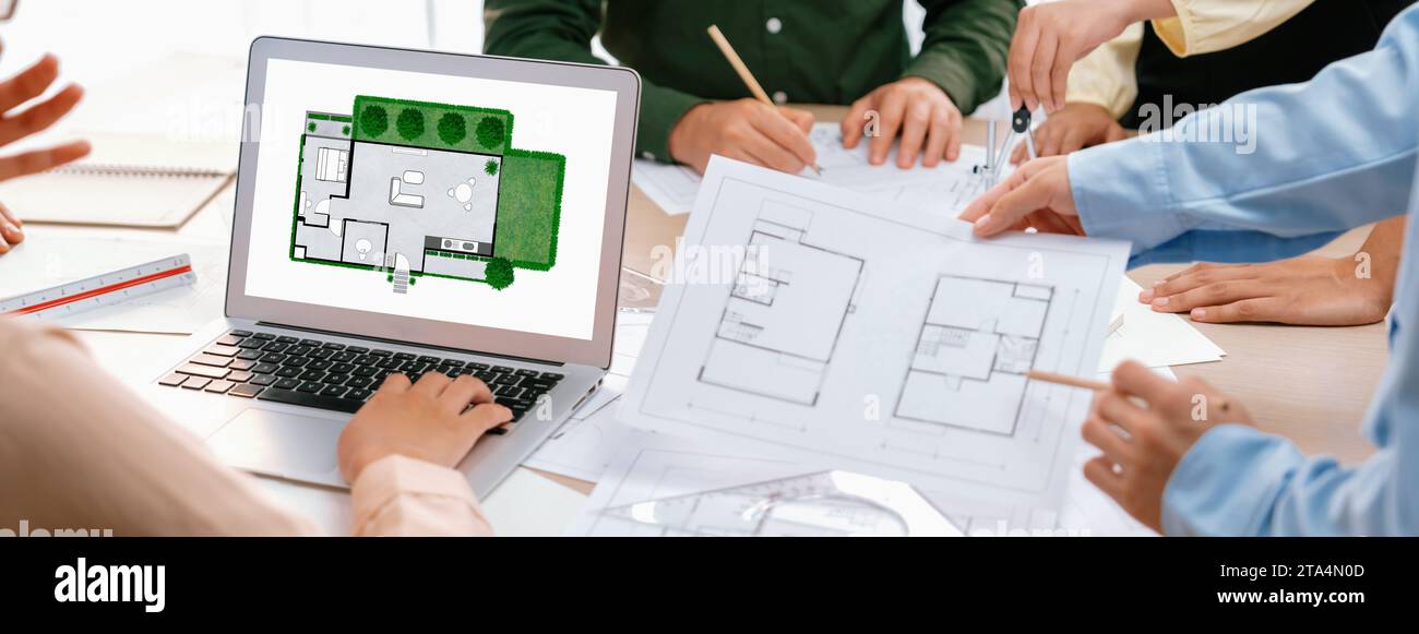 Professional architect decide the blueprint for eco-friendly house ...