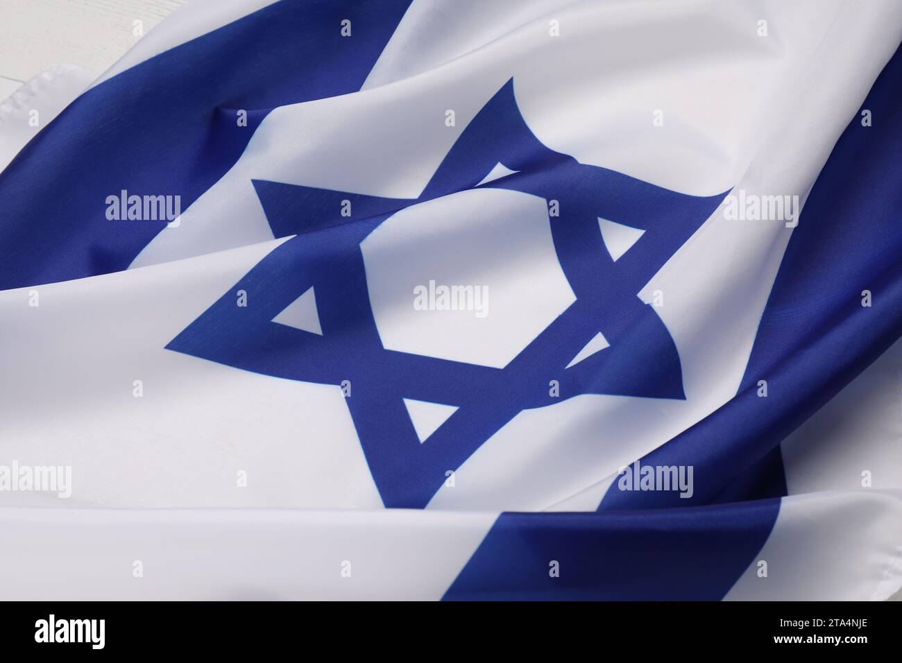 Flag of Israel on white background, closeup. National symbol Stock ...