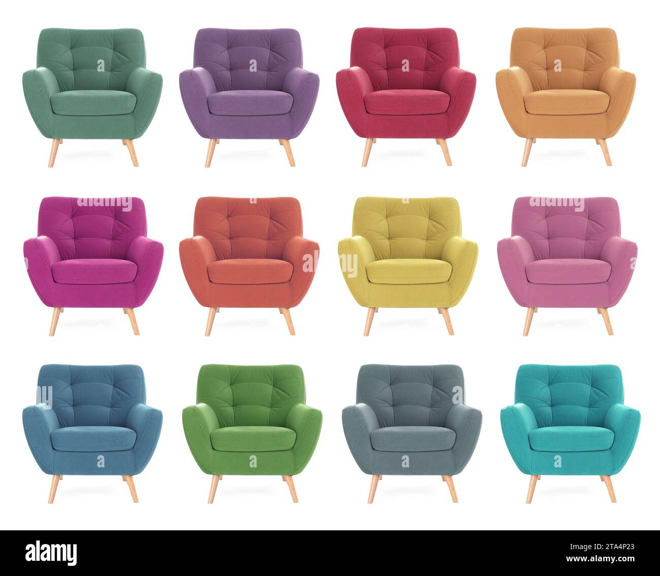Different colorful armchairs isolated on white, set Stock Photo - Alamy