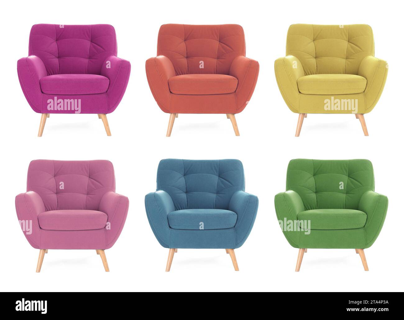 Different colorful armchairs isolated on white, set Stock Photo - Alamy