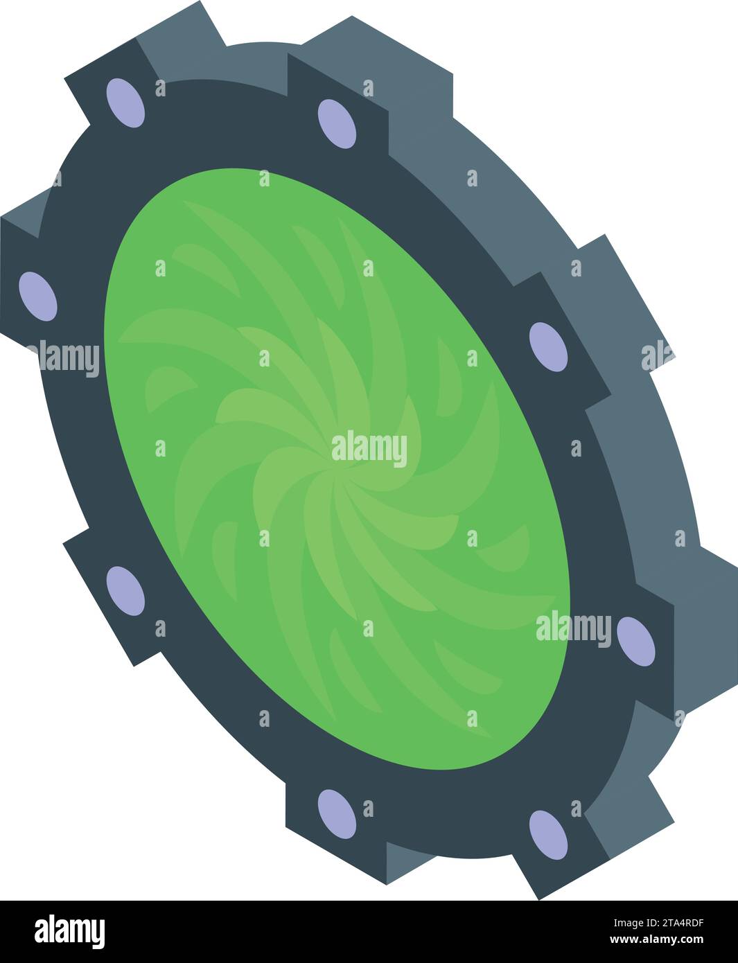Round green vortex portal icon isometric vector. Fantasy gate stand ...