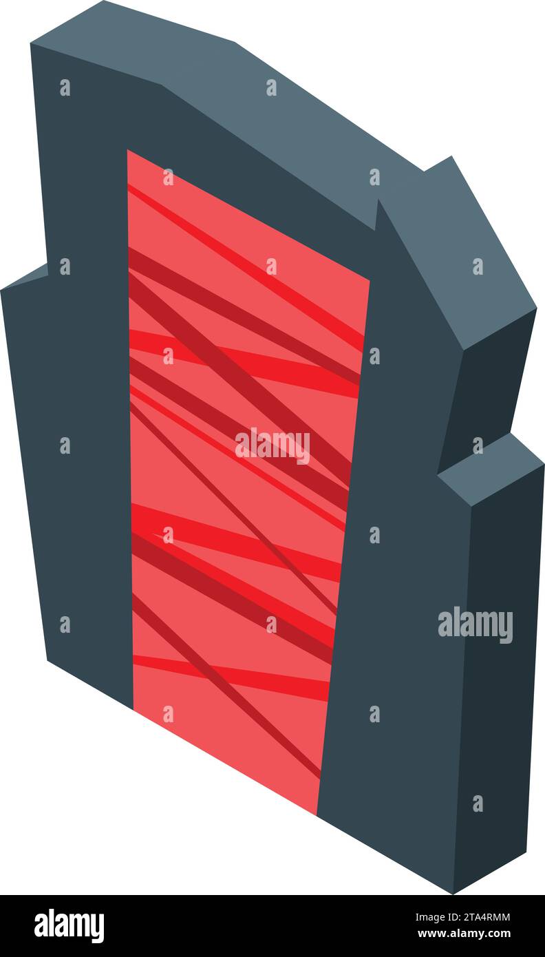 Red arch portal icon isometric vector. Energy desert neon. Vortex door ...