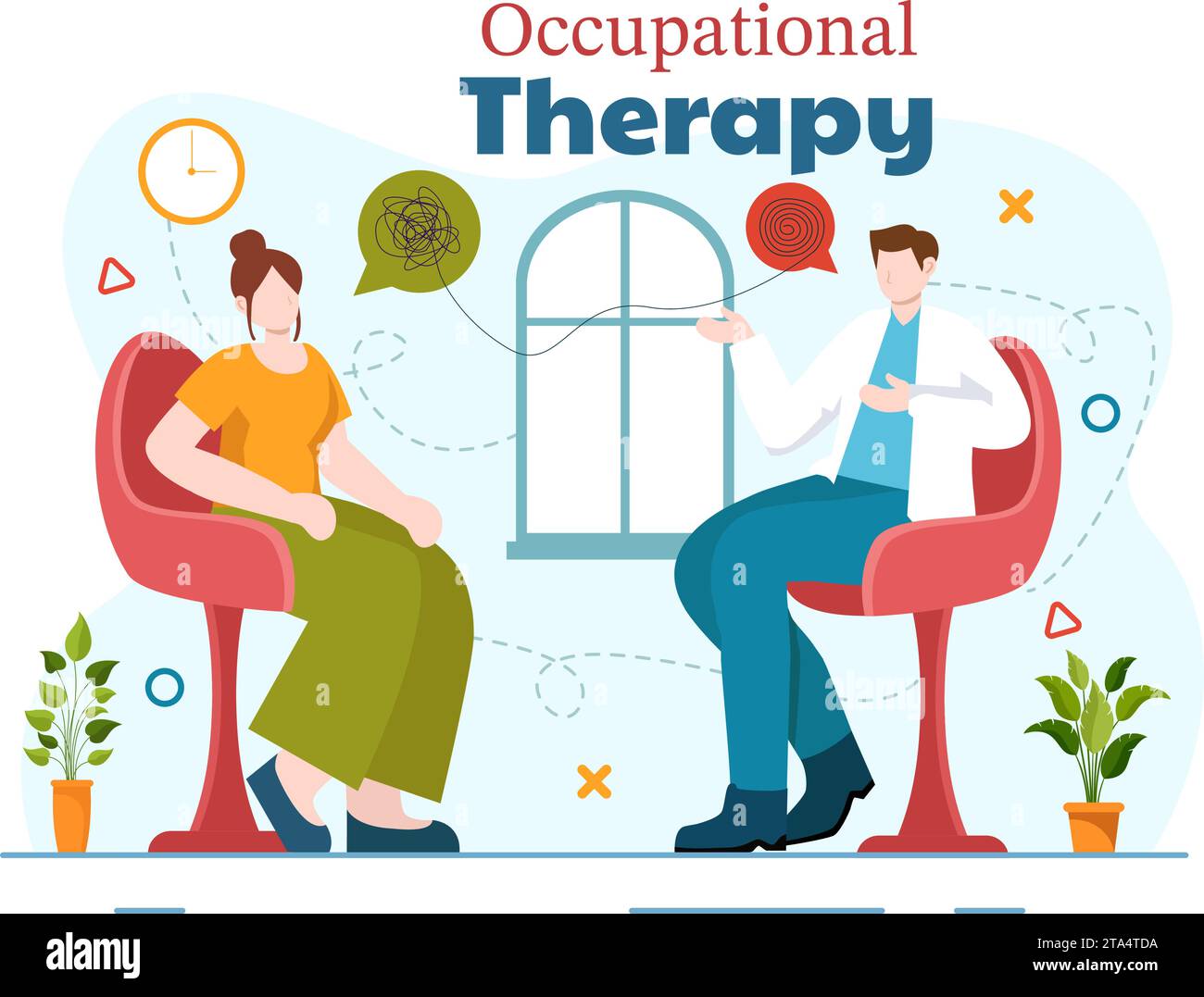Occupational Therapy Vector Illustration with Treatment Session on ...