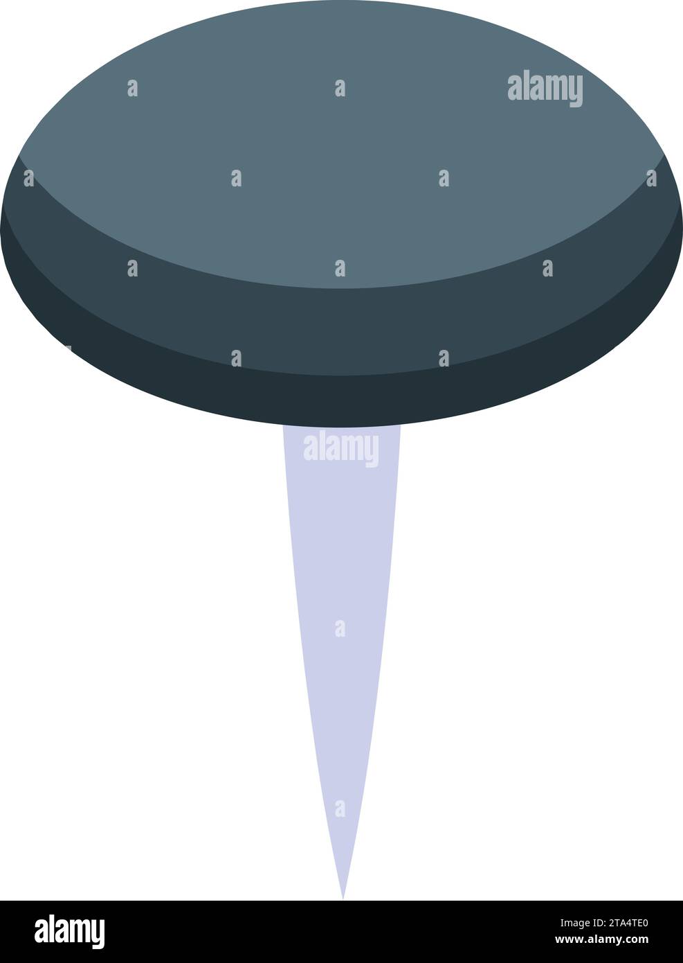 Black push pin icon isometric vector. Reminder image object. Metal wall ...