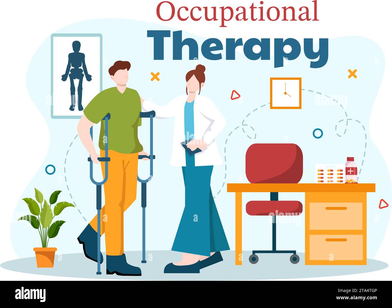 Occupational Therapy Vector Illustration with Treatment Session on ...