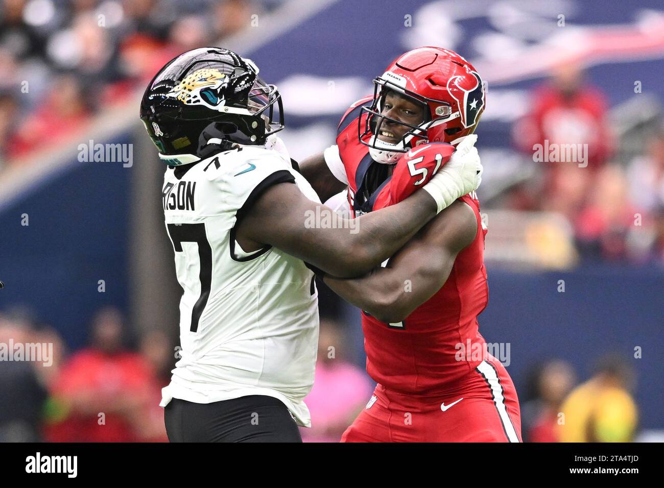 Houston Texans defensive end Will Anderson Jr. (51) and Jacksonville ...