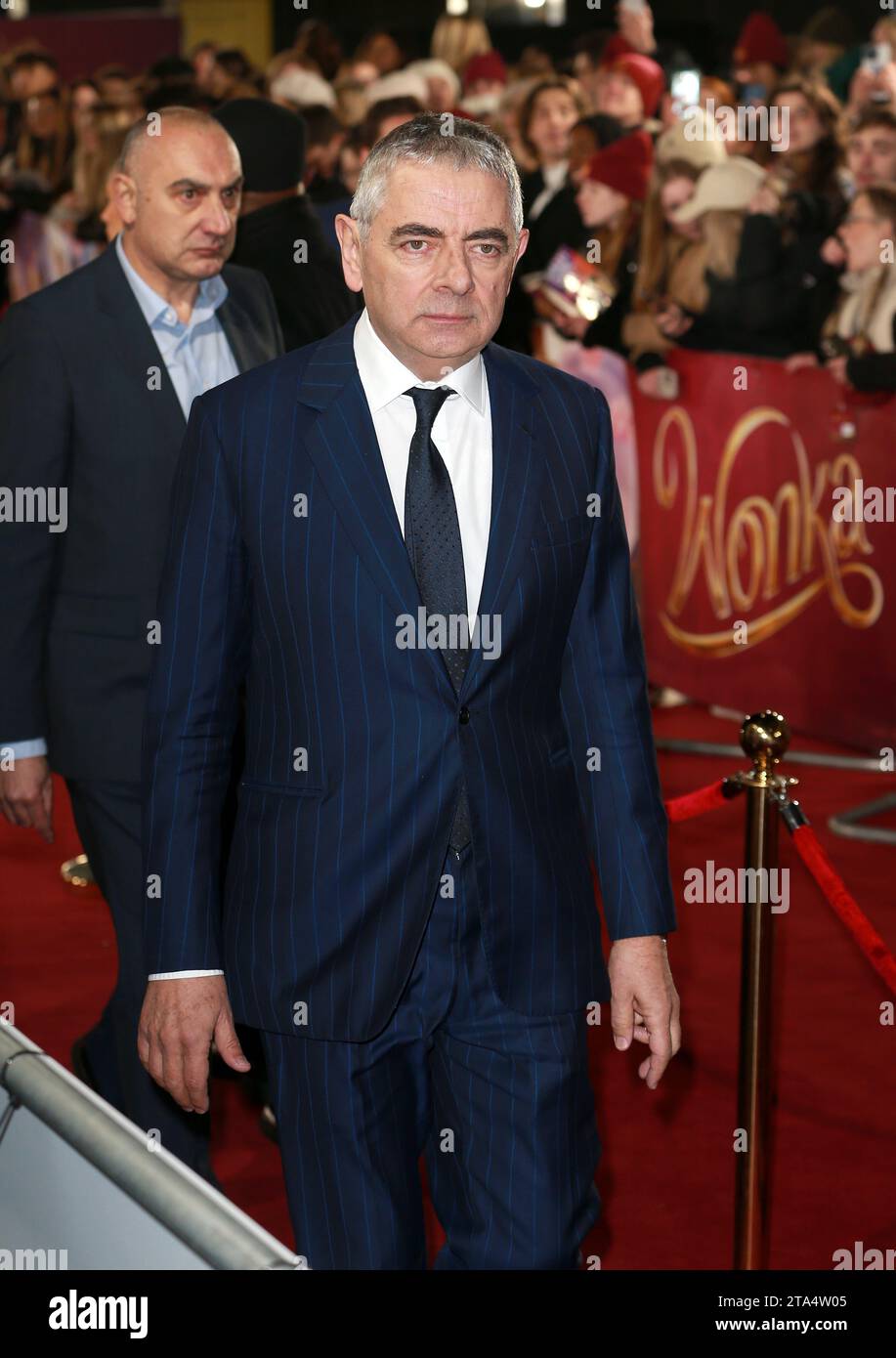 London, UK. 28th Nov, 2023. Rowan Atkinson attends the "Wonka" World ...