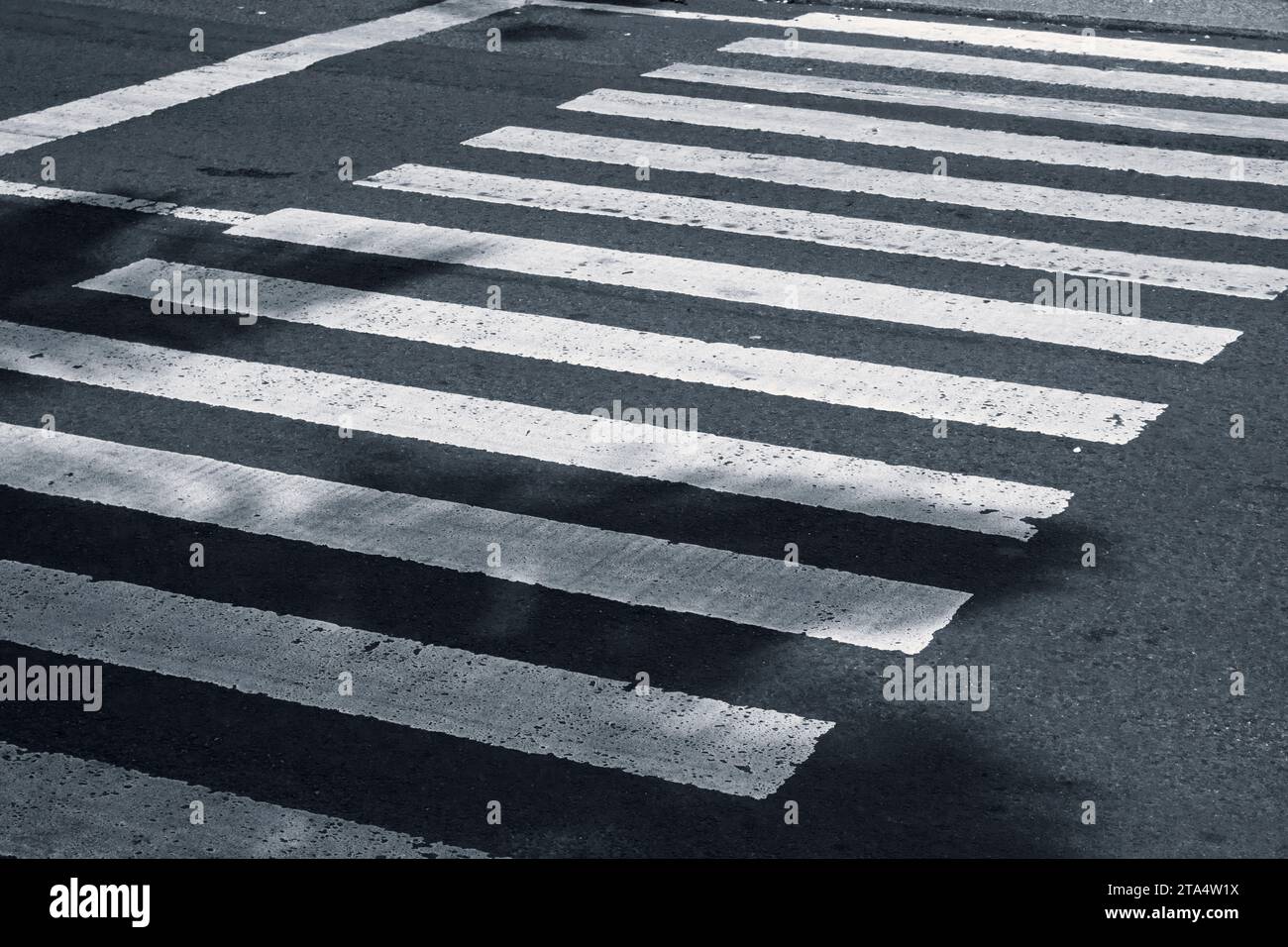 White stripes on black asphalt road for pedestrian crossing. A place ...