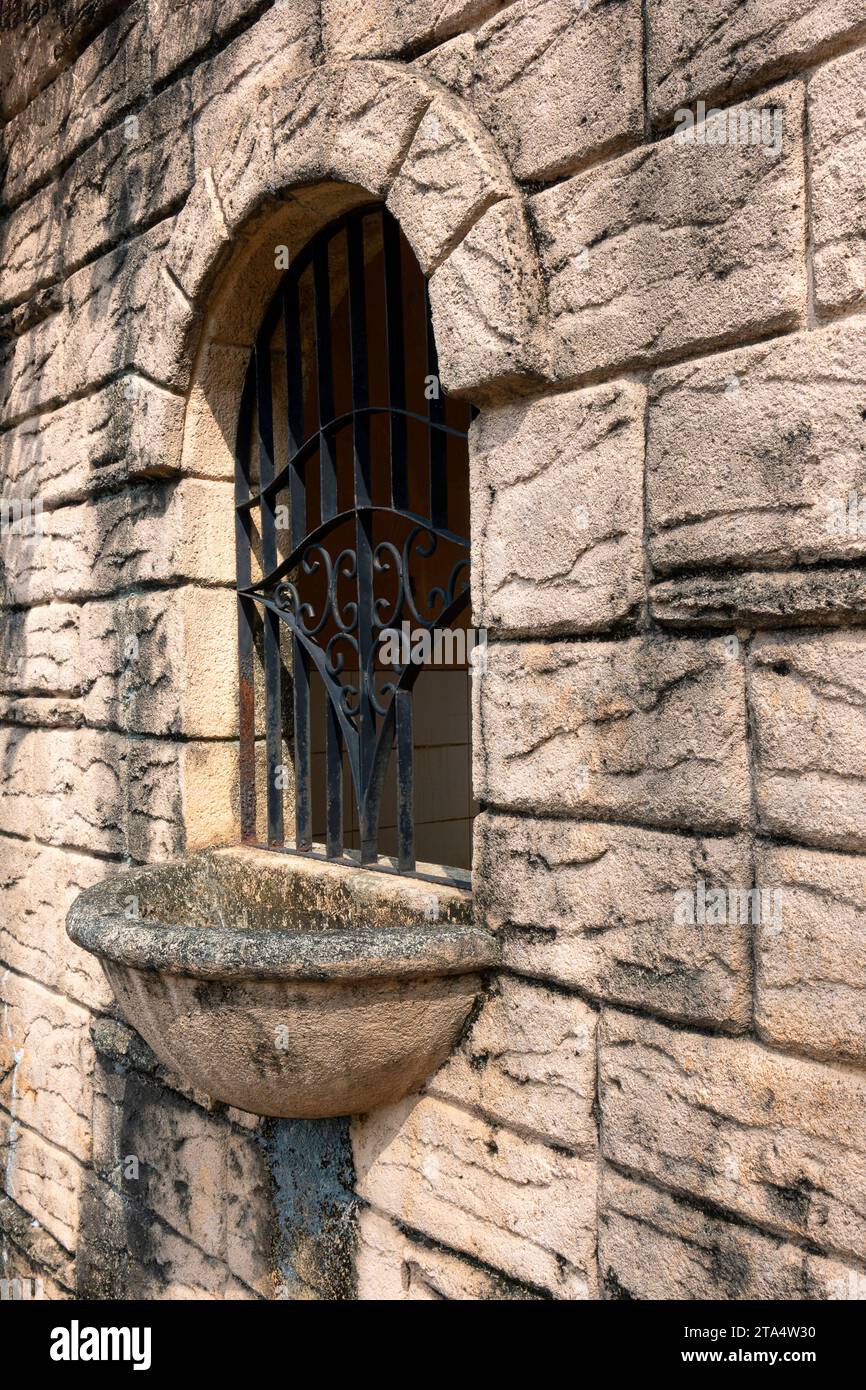 Window frame with iron fence and sunlight background Stock Photo - Alamy